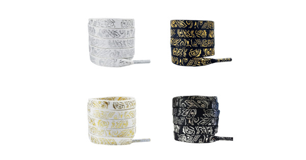 Paisley Bandana Flat Laces-Gold & Silver-