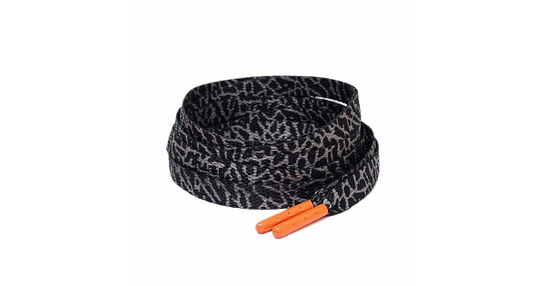 Black Elephant Flat Laces w Orange Aglets
