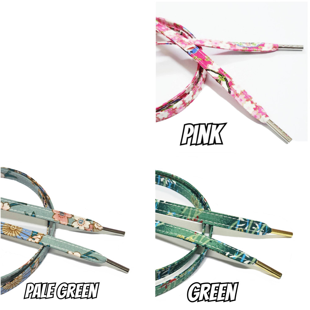 Japanese Style Kimono Fabric Flat Shoelaces -9 Colours