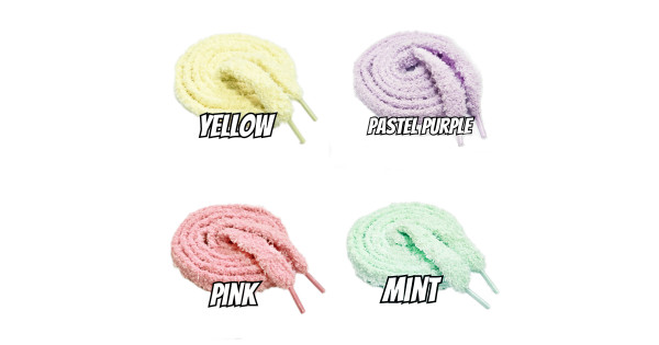 Pastel Colour Wide Fuzzy Flat Shoelaces - 4 colors