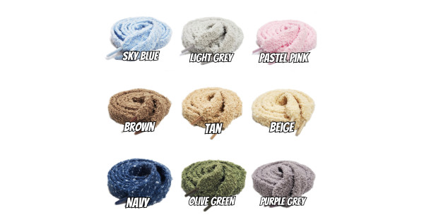 Wide Fuzzy Flat Shoelaces - 8 colors