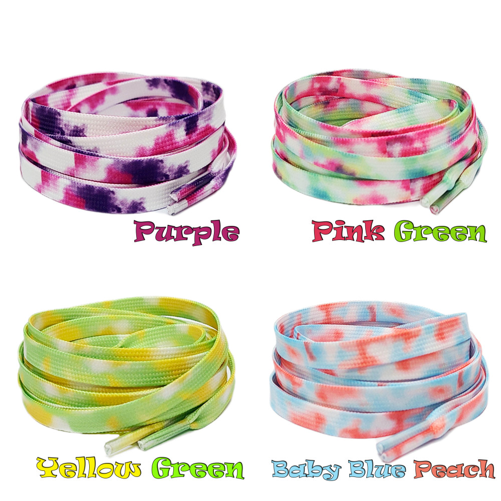 Multi-Colour Tie Dye Flat Laces-Colourful-4 Colours-