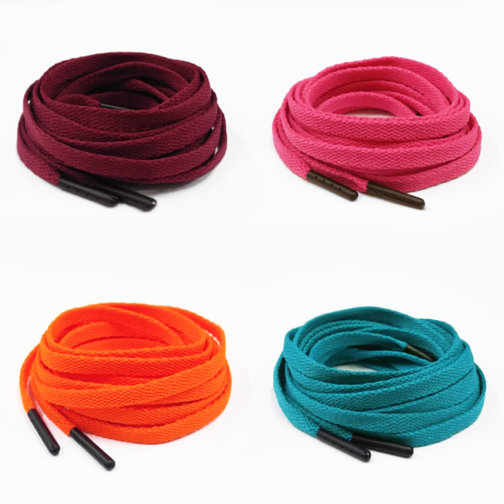 Luxury Synthetic Leather Flat Shoelaces-Coloured Metal Aglets Tips-For ...