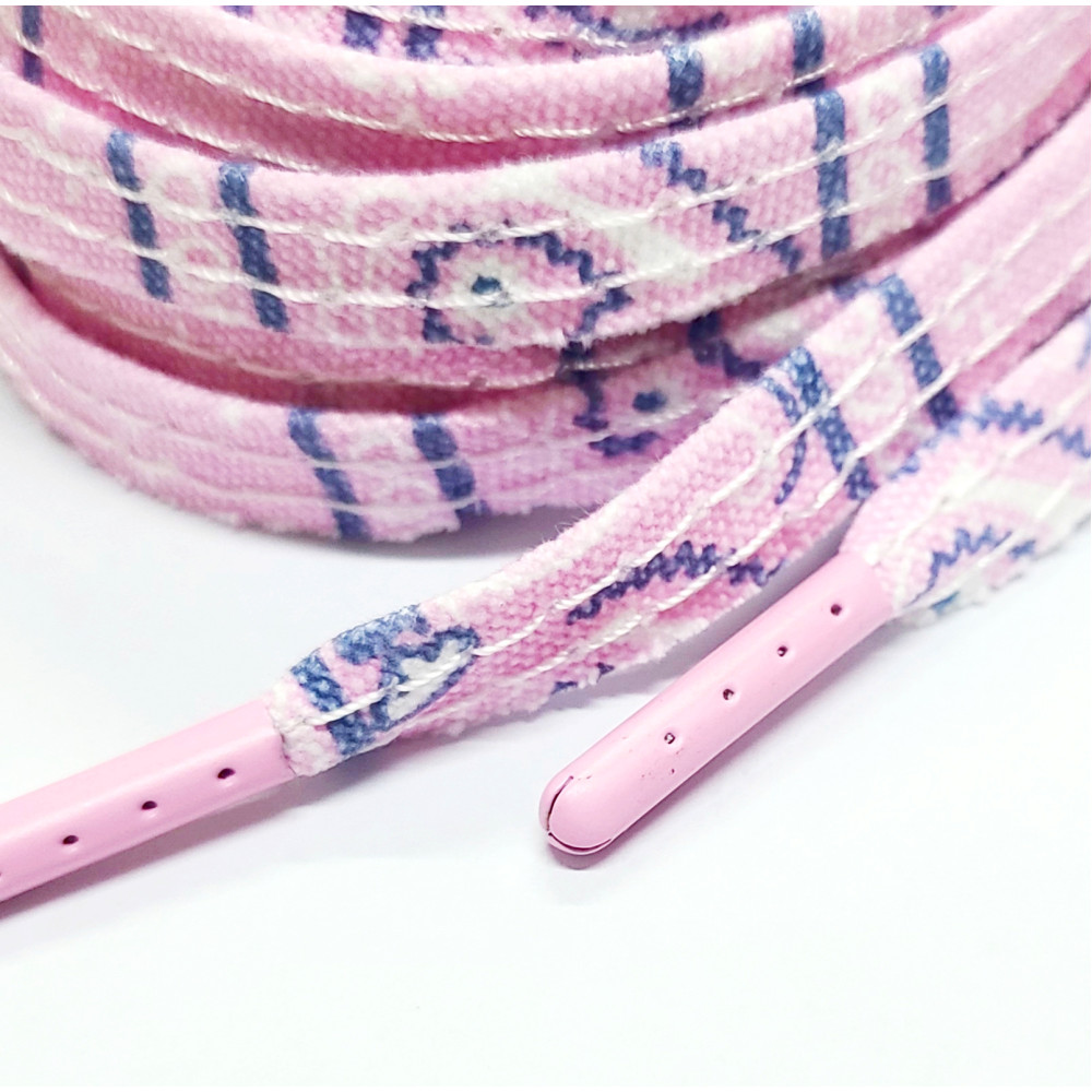 Pink Bandana Paisley Fabric Flat Shoelaces - For Dunk SB - 140cm